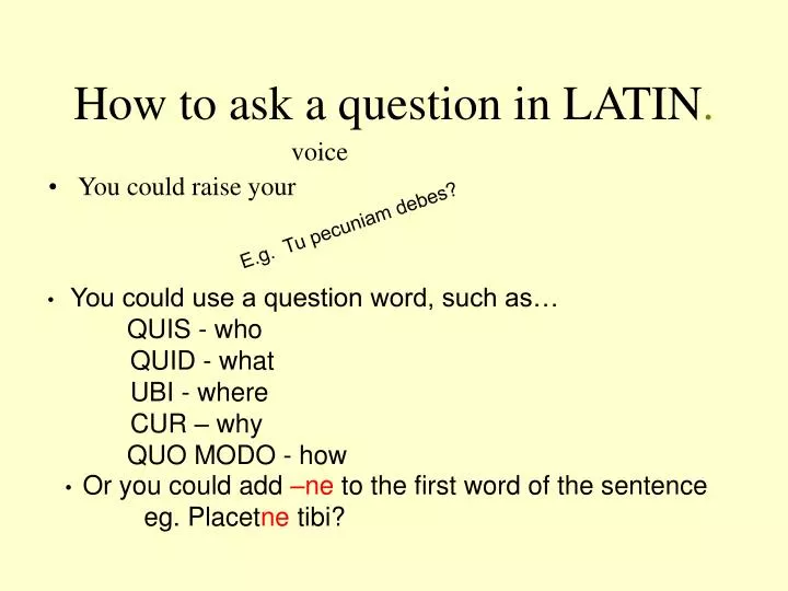 PPT - How to ask a question in LATIN . PowerPoint Presentation, free ...