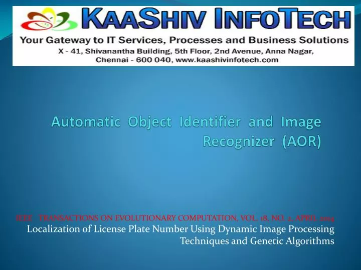 PPT - Localization of License Plate Number Using Dynamic Image ...
