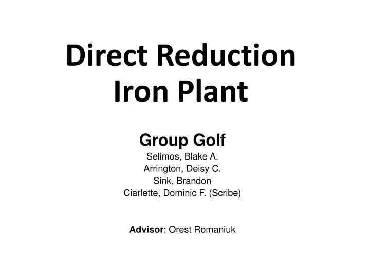 PPT - Direct Reduction Iron Plant PowerPoint Presentation, free ...