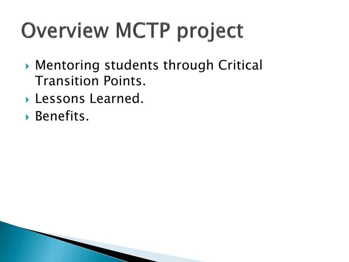 PPT - Overview MCTP project PowerPoint Presentation, free download - ID ...