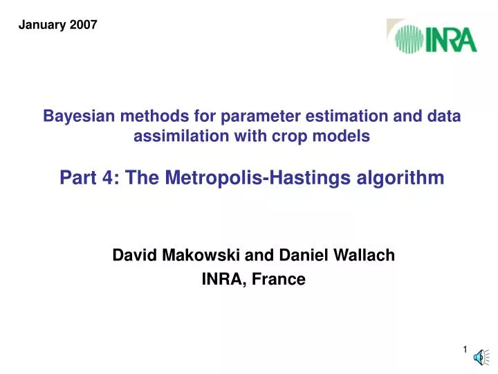 PPT - David Makowski and Daniel Wallach INRA, France PowerPoint Presentation - ID:5987729