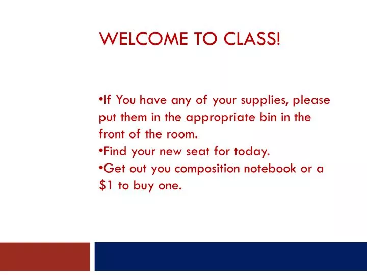 PPT - Welcome to Class! PowerPoint Presentation, free download - ID:5990325