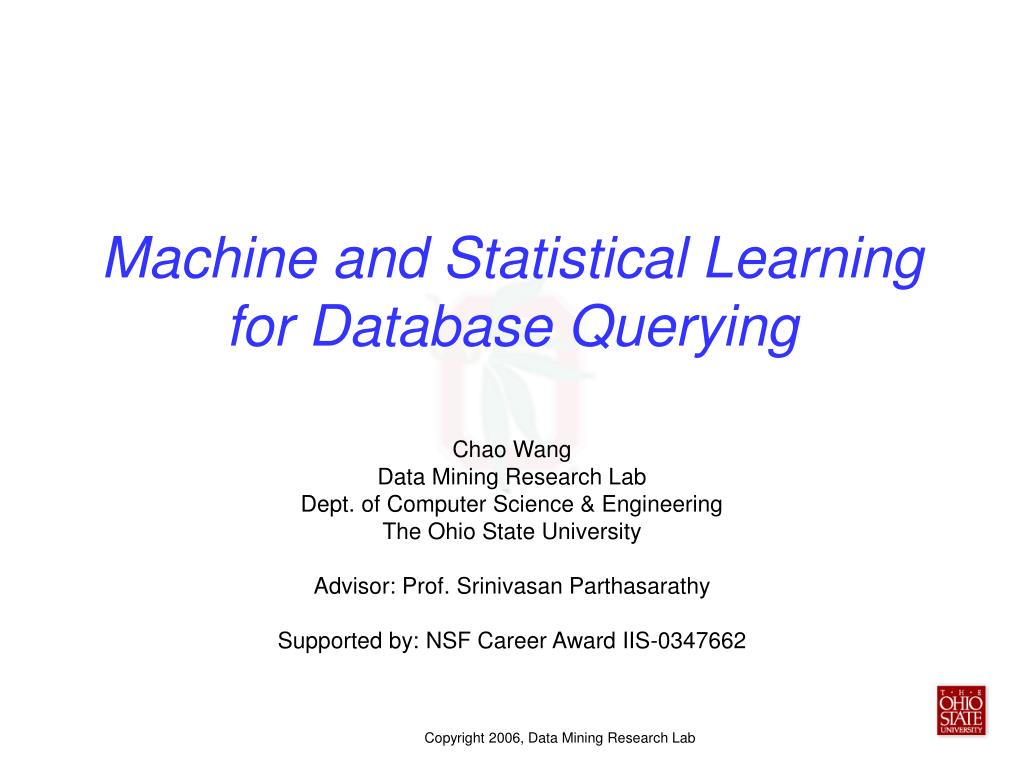 PPT - Machine and Statistical Learning for Database Querying PowerPoint ... PPT - Machine and Statistical Learning for Database Querying PowerPoint ...