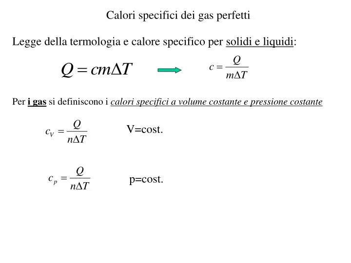 PPT - Calori specifici dei gas perfetti PowerPoint Presentation, free ...