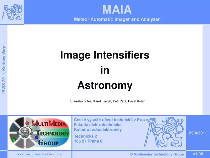 PPT - Image Intensifiers in Astronomy PowerPoint Presentation, free ...