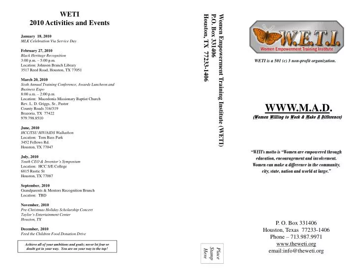 PPT - Women Empowerment Training Institute (WETI) P.O. Box 331406 ...