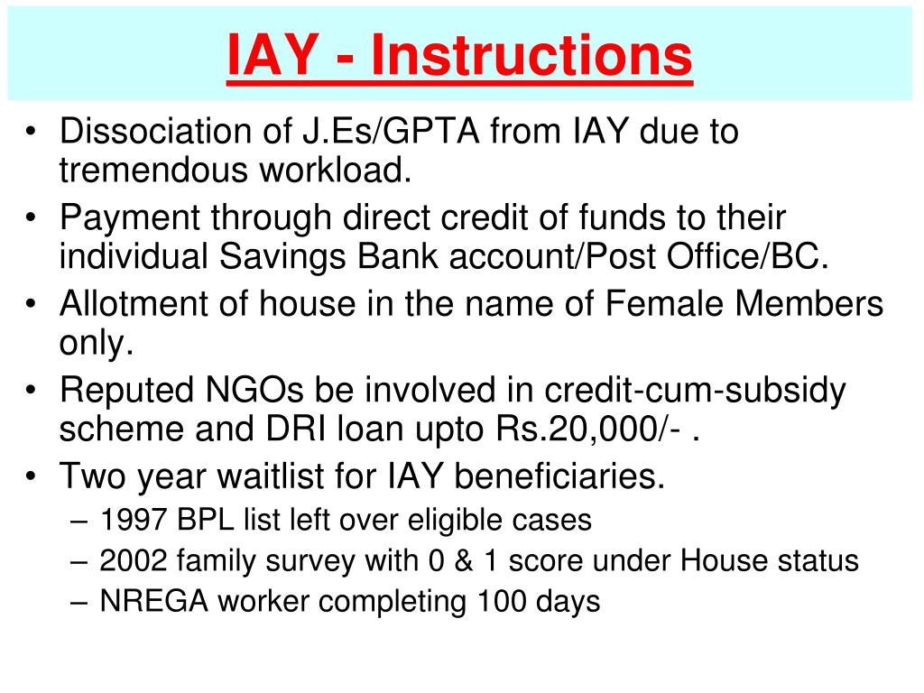 PPT - Rural Housing Indira Awaas Yojana PowerPoint Presentation, free ...