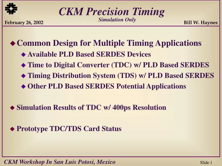 PPT - Common Design for Multiple Timing Applications Available PLD ...