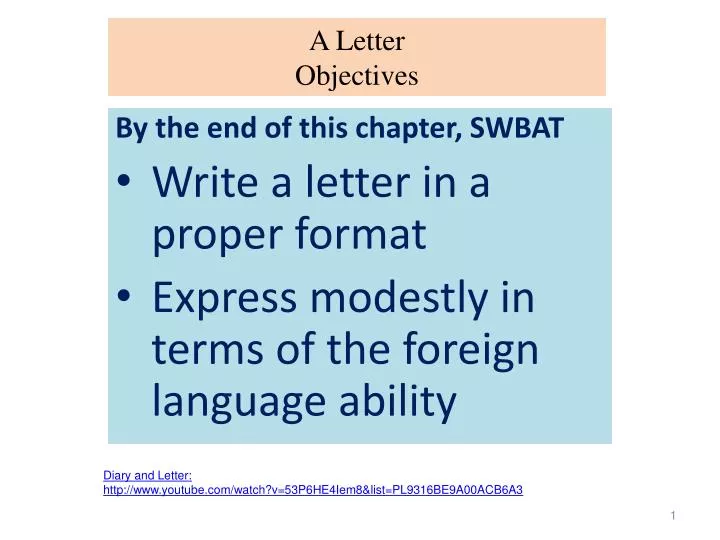 PPT - A Letter Objectives PowerPoint Presentation, free download - ID ...