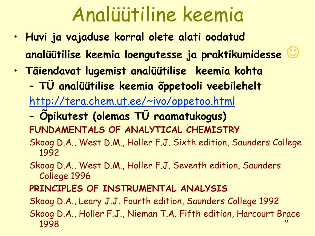 PPT - Meditsiiniline Keemia Analüütiline keemia, Instrumentaalanalüüs ...