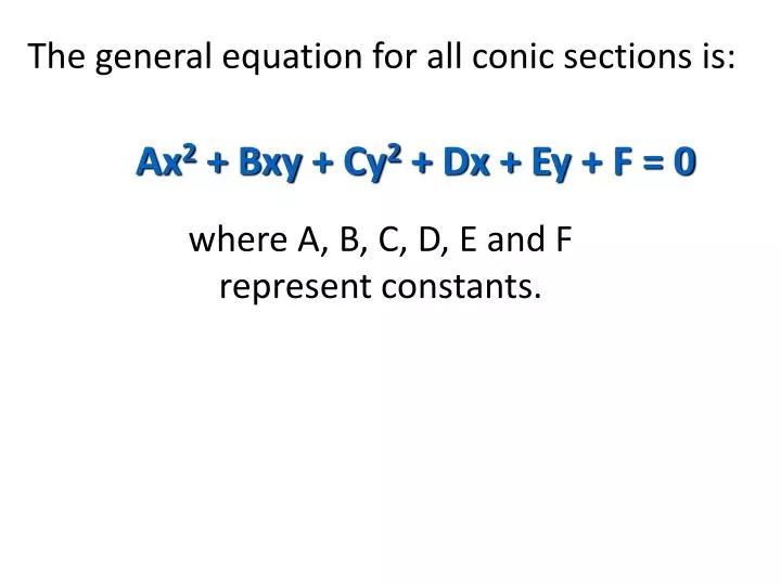 Ppt The General Equation For All Conic Sections Is Powerpoint Presentation Id6007017