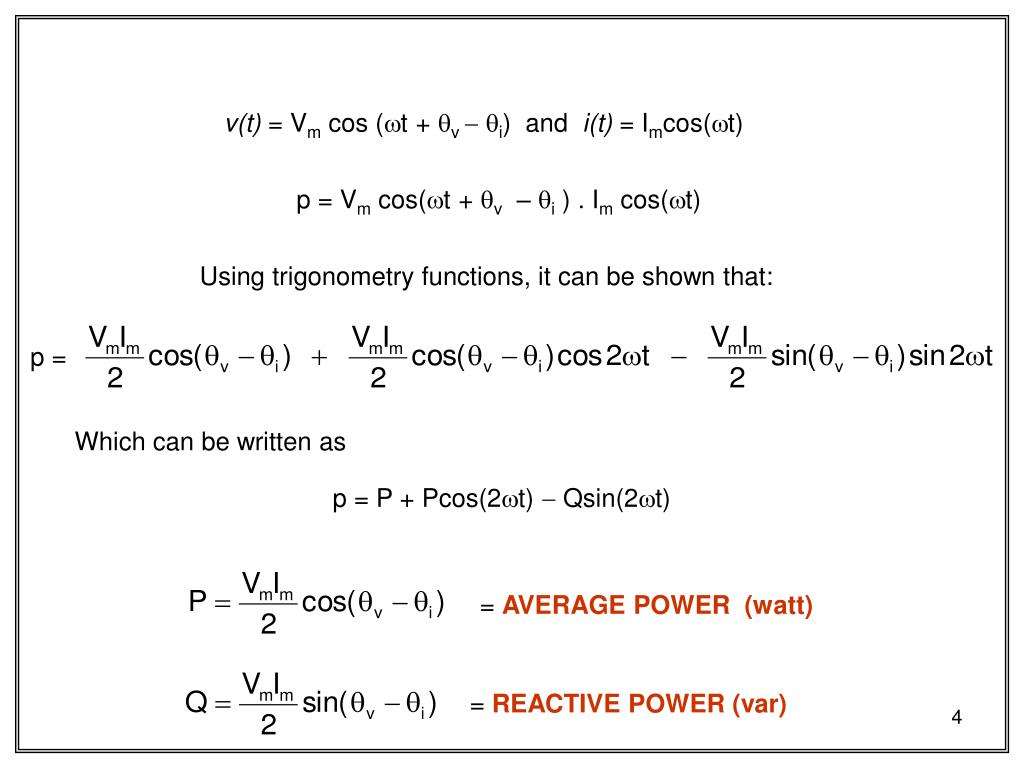 PPT - AC POWER CALCULATION Instantaneous, average and reactive power ... PPT - AC POWER CALCULATION Instantaneous, average and reactive power ...