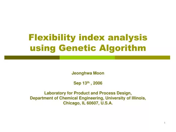 PPT - Flexibility index analysis using Genetic Algorithm PowerPoint Presentation - ID:6010064