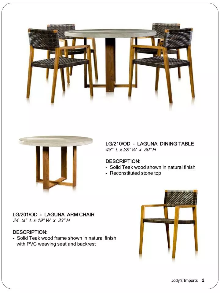 PPT - LG/210/OD - LAGUNA DINING TABLE 48” L x 28” W x 30” H DESCRIPTION: PowerPoint Presentation ...