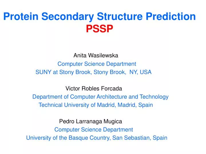 PPT - Protein Secondary Structure Prediction PSSP PowerPoint ...