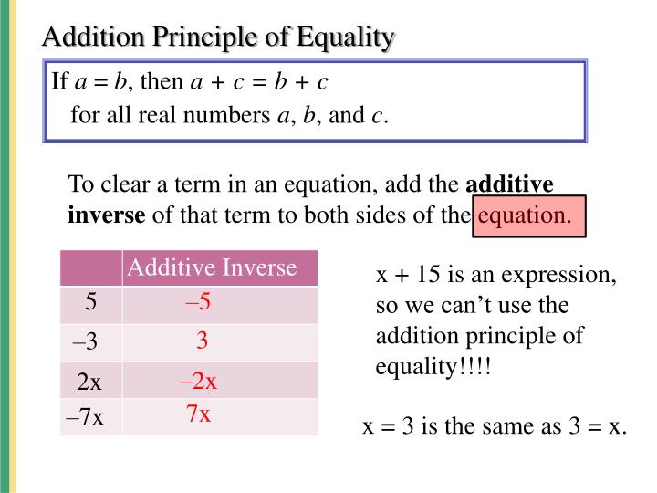 PPT - The Addition Principle of Equality PowerPoint Presentation - ID ...