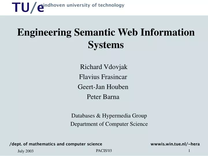 PPT - Engineering Semantic Web Information Systems PowerPoint Presentation - ID:6012828