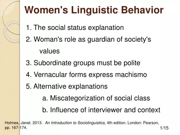 PPT - Women's Linguistic Behavior PowerPoint Presentation, free ...