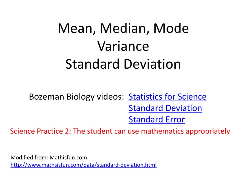 PPT Mean Median Mode Variance Standard Deviation PowerPoint