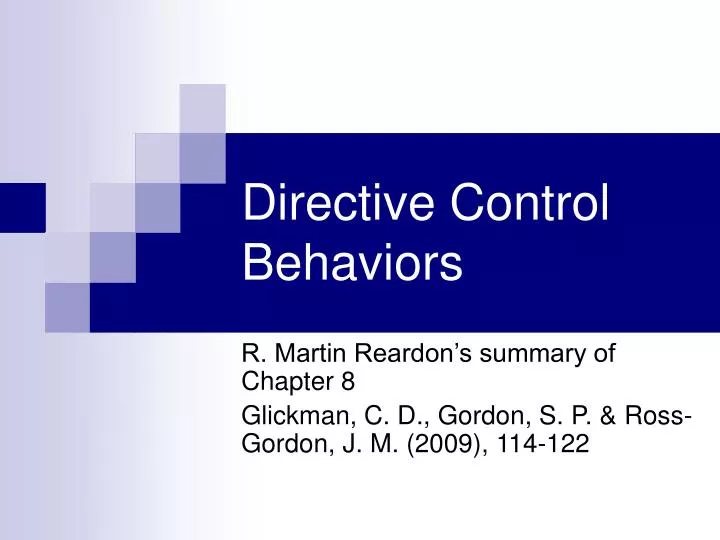 PPT - Directive Control Behaviors PowerPoint Presentation, free ...