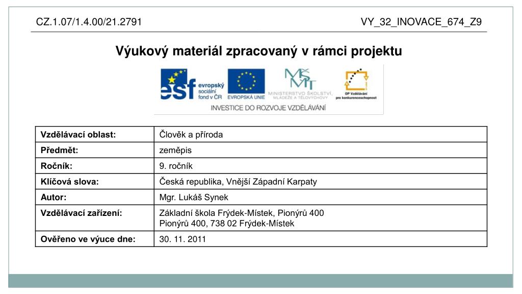 PPT - Výukový materiál zpracovaný v rámci projektu PowerPoint ...
