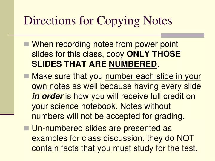 PPT - Directions for Copying Notes PowerPoint Presentation, free ...