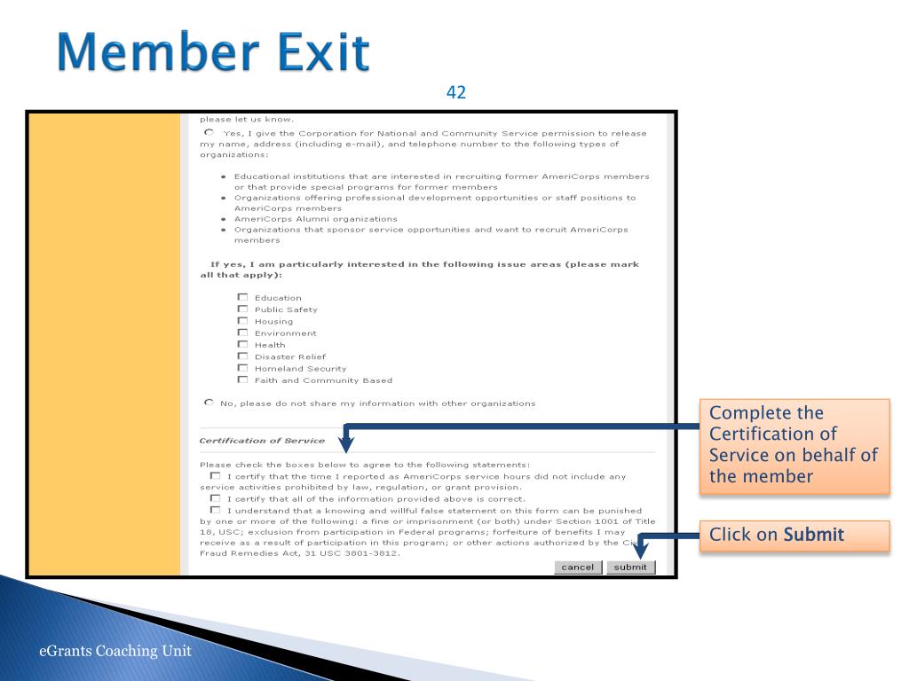 PPT - “Embracing eGrants” My AmeriCorps Portal Member Management ...