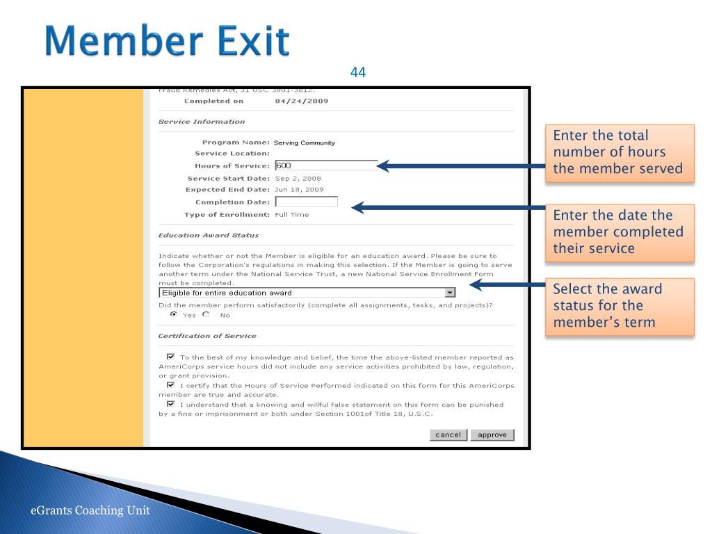 PPT - “Embracing eGrants” My AmeriCorps Portal Member Management ...