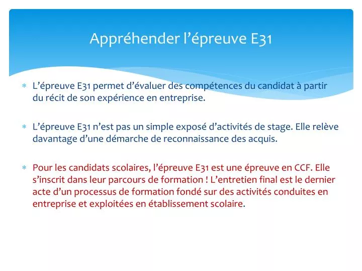 PPT - Appréhender l’épreuve E31 PowerPoint Presentation, free download ...