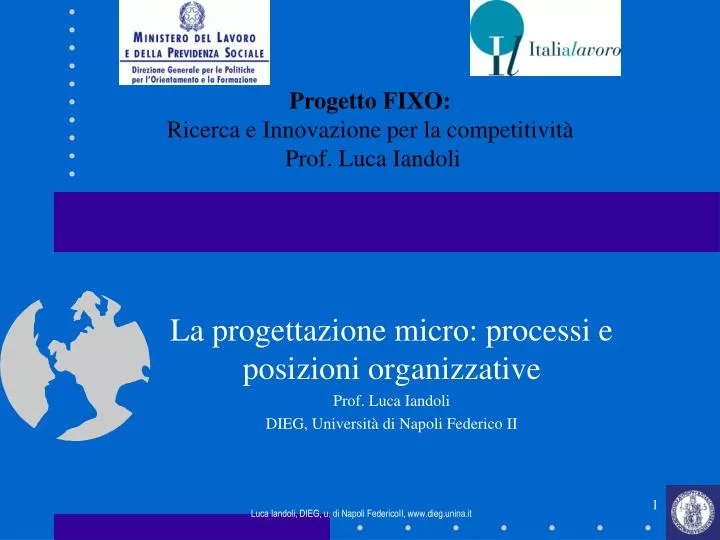 PPT - La progettazione micro: processi e posizioni organizzative Prof ...