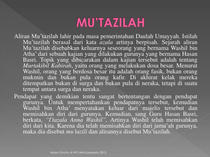 PPT - ALIRAN-ALIRAN DALAM ILMU KALAM PowerPoint Presentation - ID:6028928