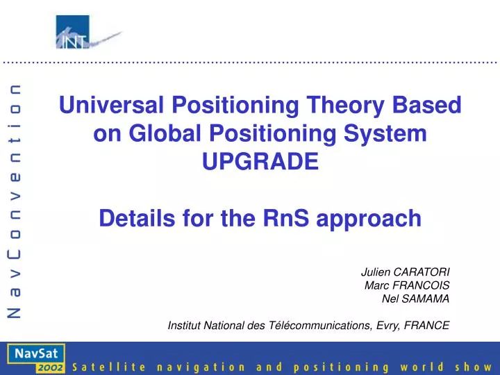 PPT - Universal Positioning Theory Based on Global Positioning System ...