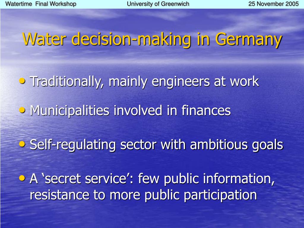 PPT - German Case Studies Overview German water sector background ...