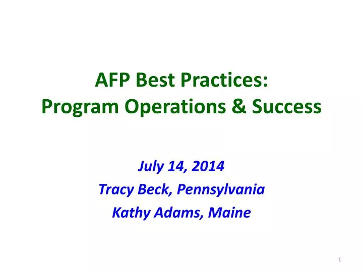 PPT - AFP Best Practices: Program Operations & Success PowerPoint ...