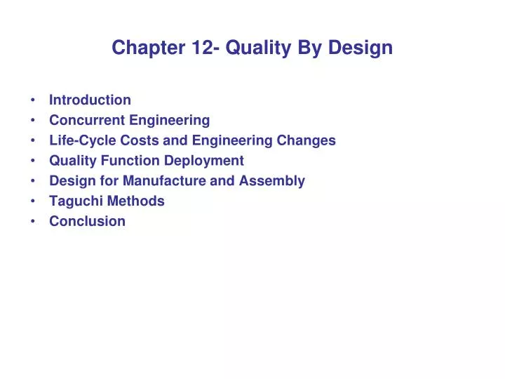 PPT - Chapter 12- Quality By Design PowerPoint Presentation, free ...