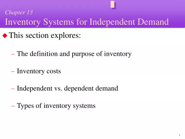 PPT - Chapter 13 Inventory Systems for Independent Demand PowerPoint ...