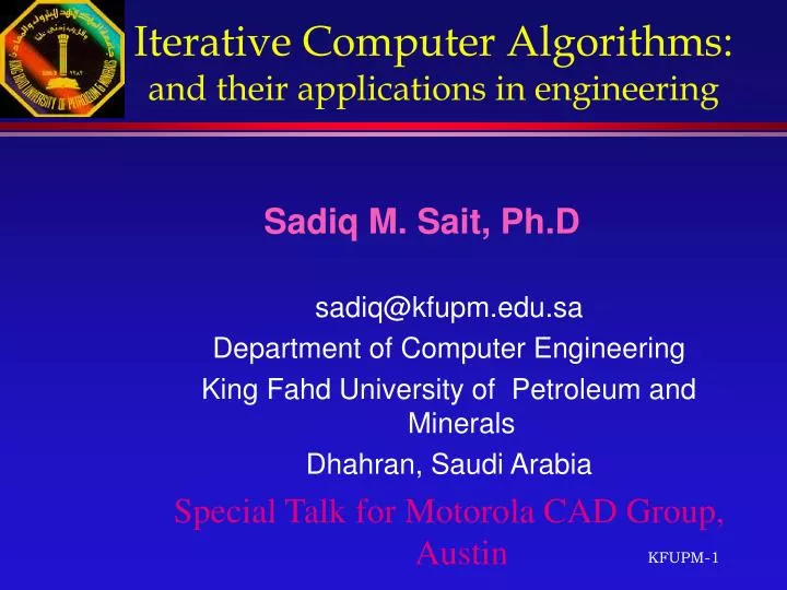 Ppt Iterative Computer Algorithms And Their Applications In 0692