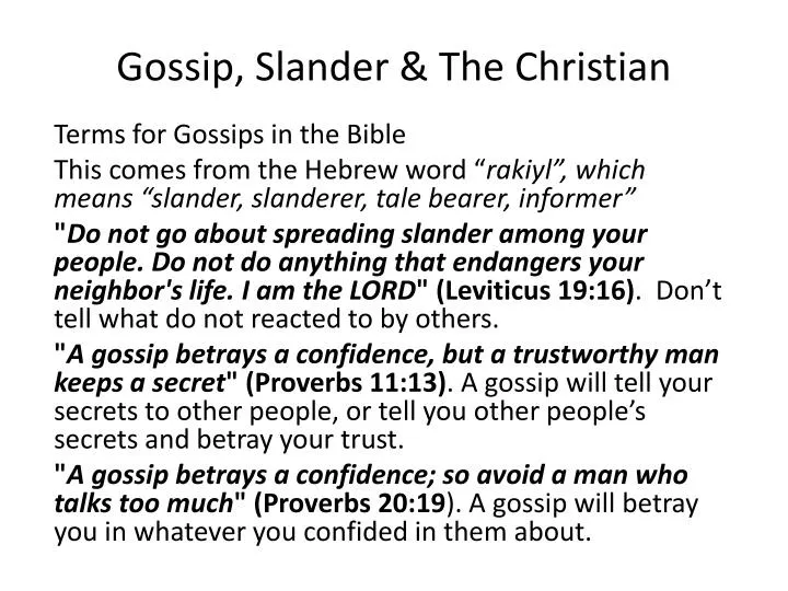 PPT - Gossip, Slander & The Christian PowerPoint Presentation, free ...