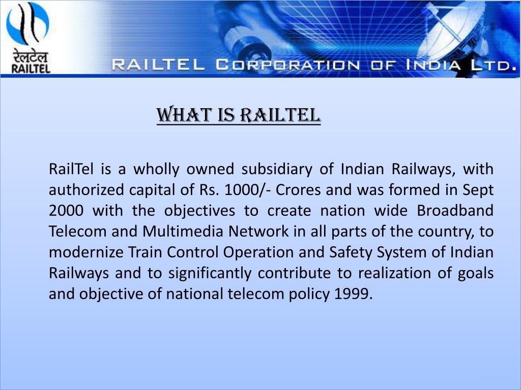 PPT - RailTel CORPORATION OF INDIA LTD PowerPoint Presentation, free ...