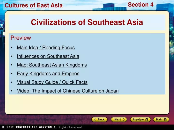 PPT - Preview Main Idea / Reading Focus Influences on Southeast Asia ...
