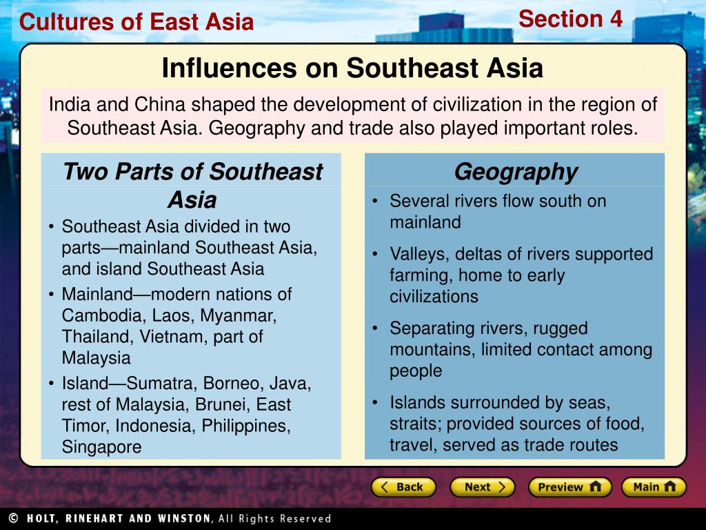 PPT - Preview Main Idea / Reading Focus Influences on Southeast Asia ...