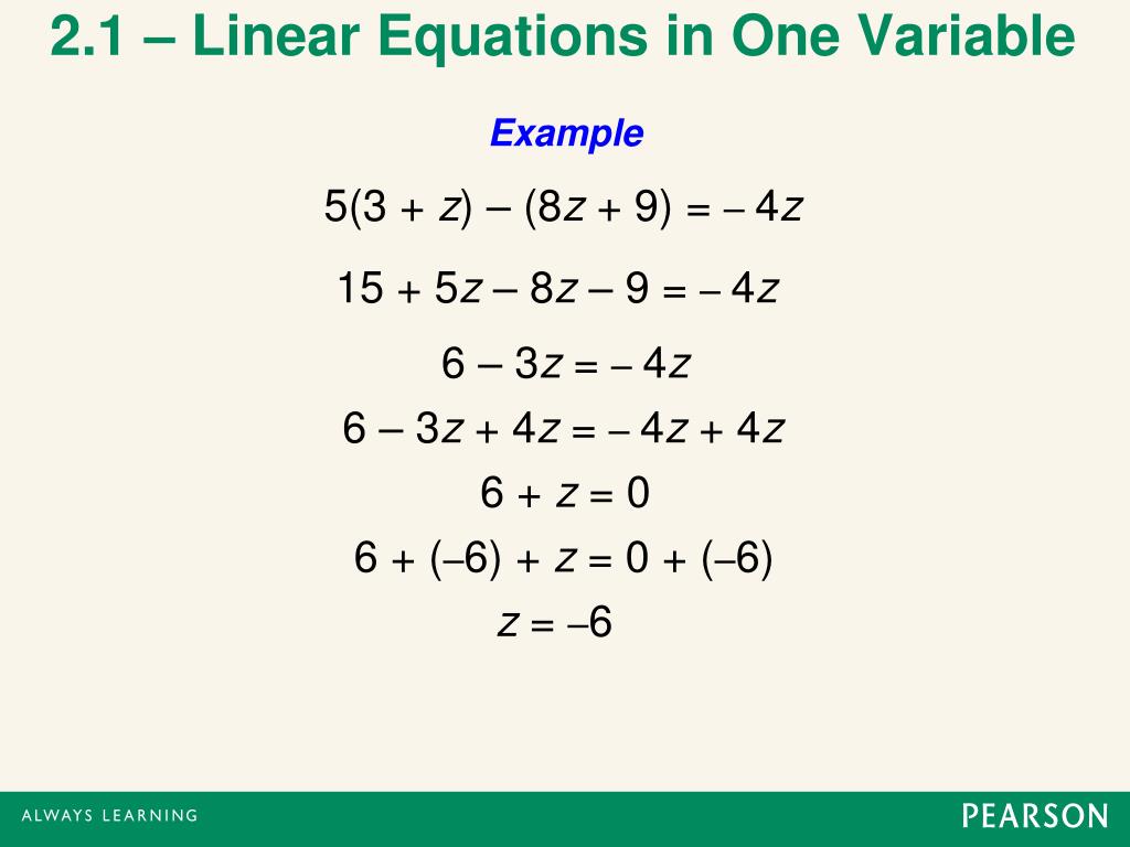 PPT 2 1 Linear Equations In One Variable PowerPoint Presentation