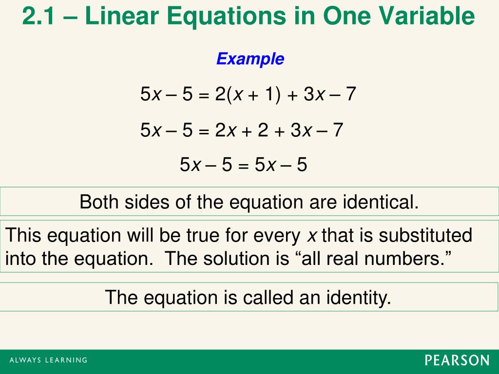 PPT 2 1 Linear Equations In One Variable PowerPoint Presentation 