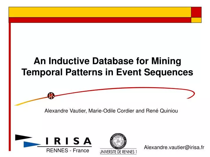 Ppt An Inductive Database For Mining Temporal Patterns In Event Sequences Powerpoint 