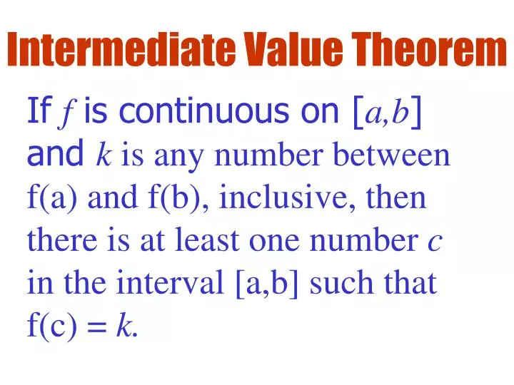 Ppt Intermediate Value Theorem Powerpoint Presentation Free Download