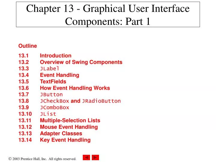 Ppt Chapter 13 Graphical User Interface Components Part 1