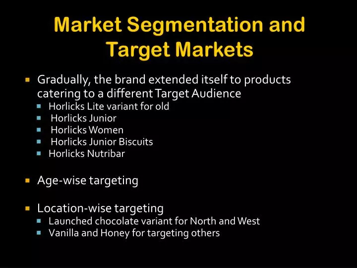 PPT - Market Segmentation and Target Markets PowerPoint Presentation ...
