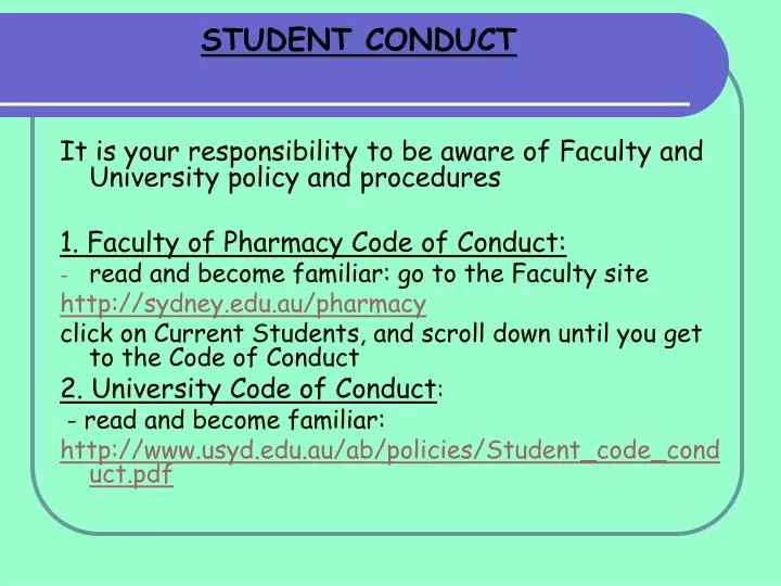 PPT - STUDENT CONDUCT PowerPoint Presentation, free download - ID:6048366