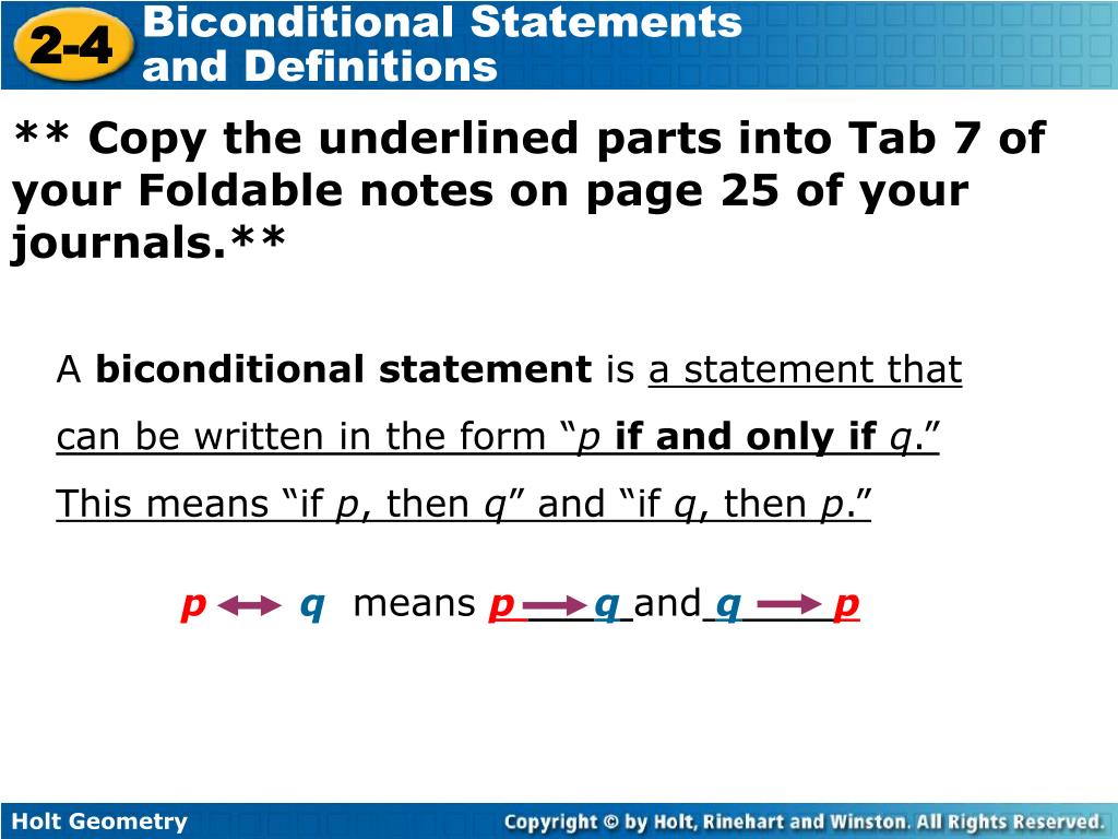 Ppt Write And Analyze Biconditional Statements Powerpoint