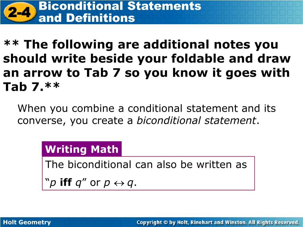 Ppt Write And Analyze Biconditional Statements Powerpoint